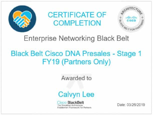 Cisco Black Belt for SDA PreSales Stage 1 Quiz